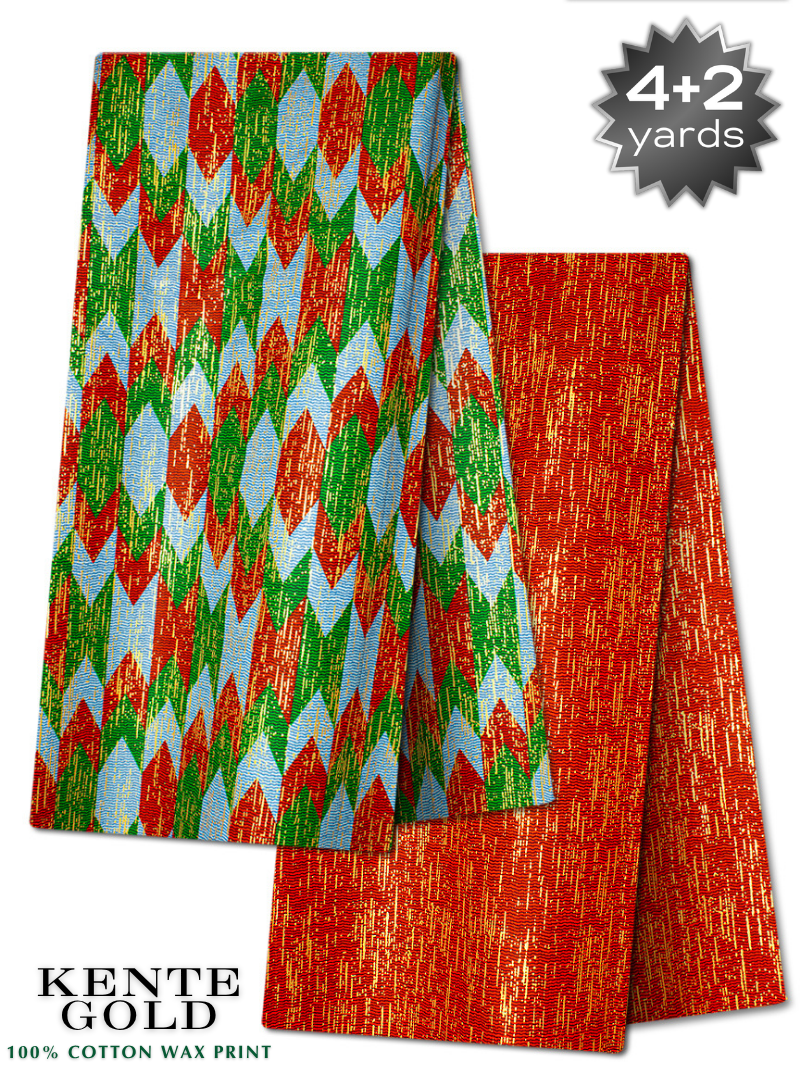 Kenté Gold Wax Print 4 + 2 yards, two-piece matching set – Middlesex ...